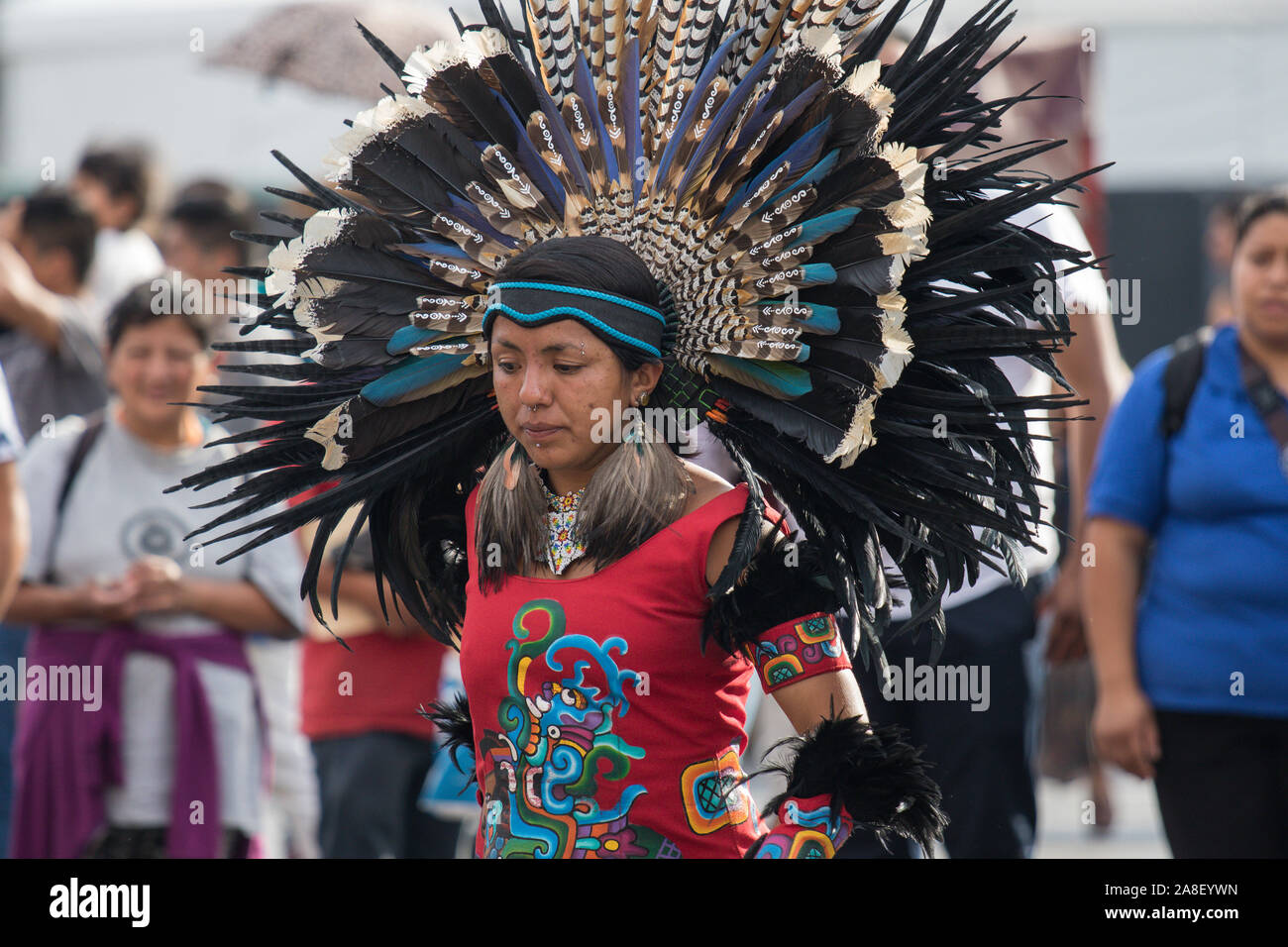 Mexico City, Mexico - April 30, 2017: Aztec dancers dancing in Zocalo ...
