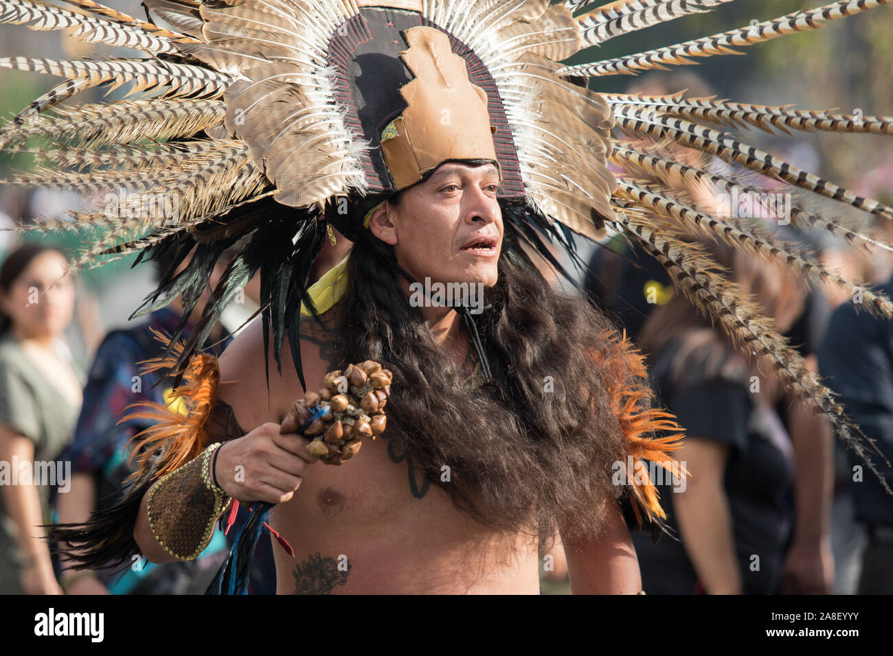 Mexico City, Mexico - April 30, 2017: Aztec dancers dancing in Zocalo ...