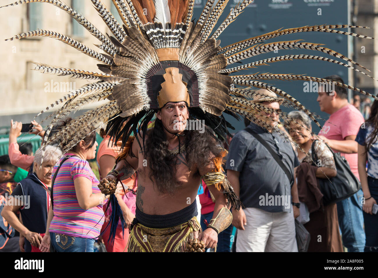 Mexico City, Mexico - April 30, 2017: Aztec dancers dancing in Zocalo ...