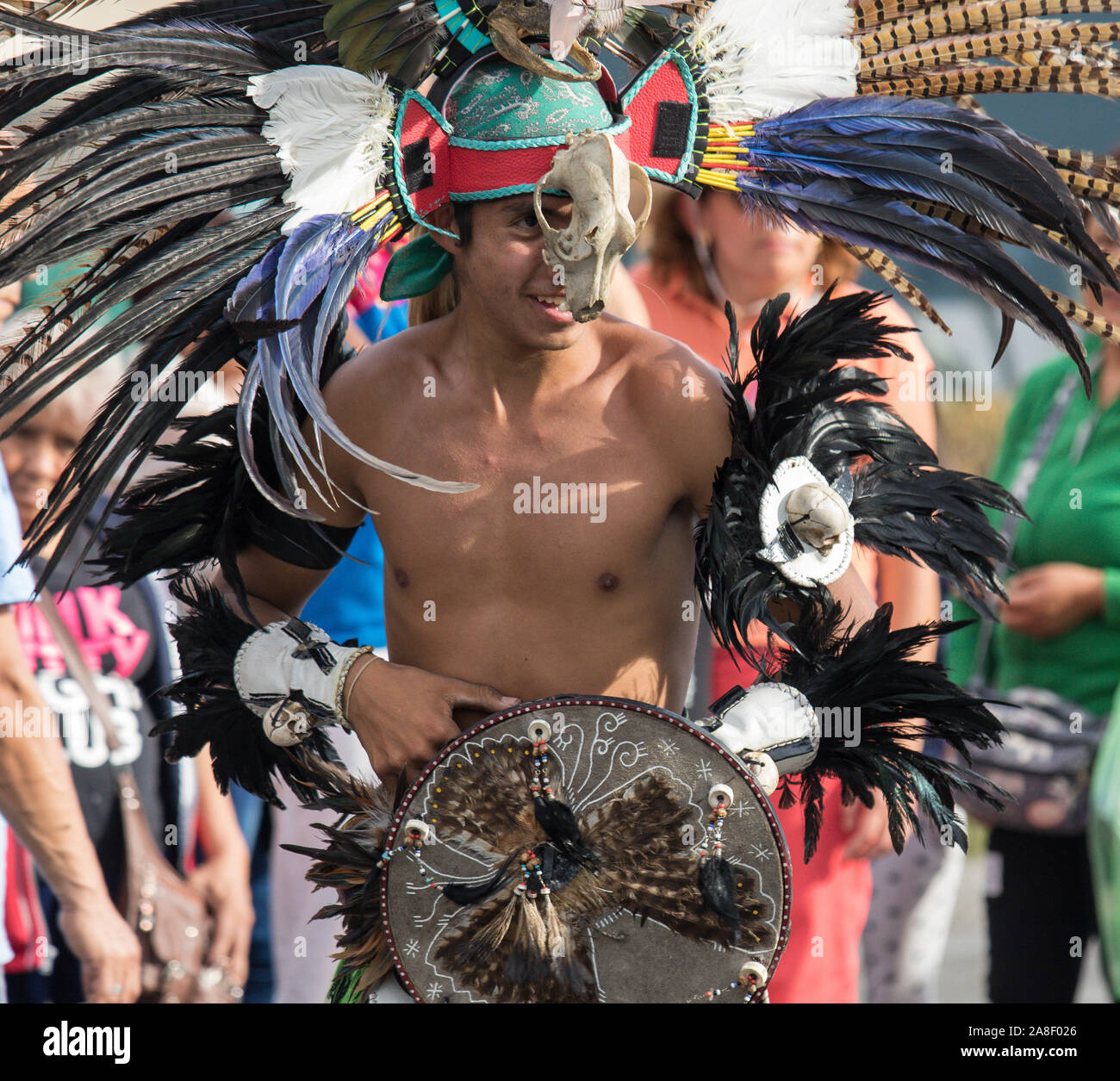 Mexico City, Mexico - April 30, 2017: Aztec dancers dancing in Zocalo ...