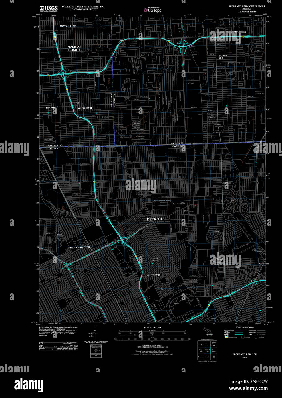 Map of highland park hi-res stock photography and images - Alamy
