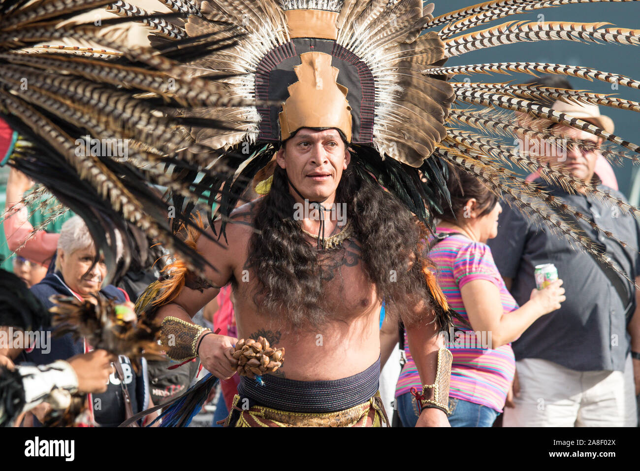 Mexico City, Mexico - April 30, 2017: Aztec dancers dancing in Zocalo ...