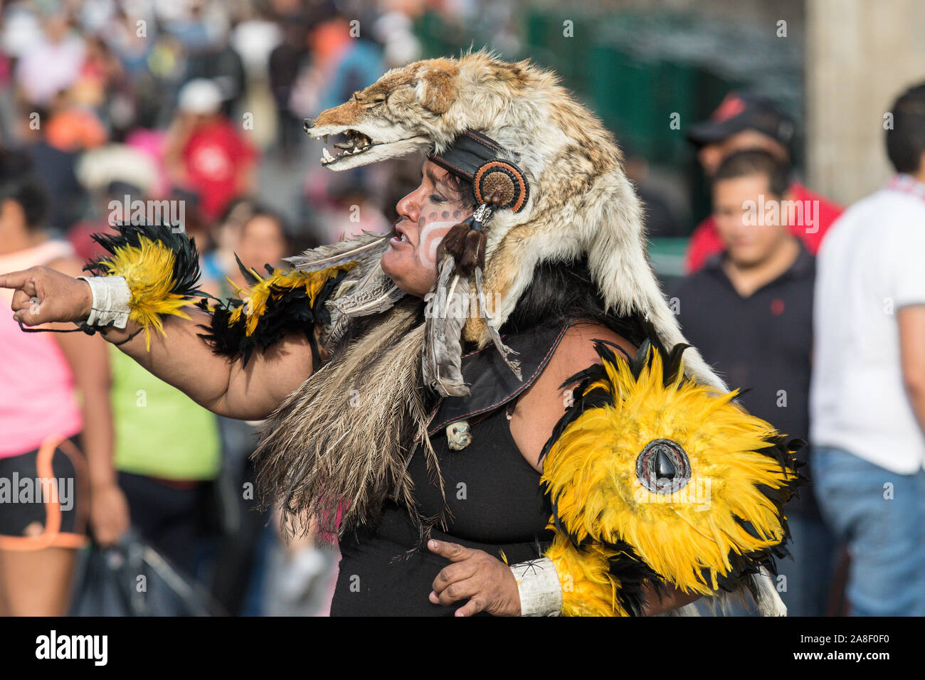 Mexico City, Mexico - April 30, 2017: Aztec dancers dancing in Zocalo ...