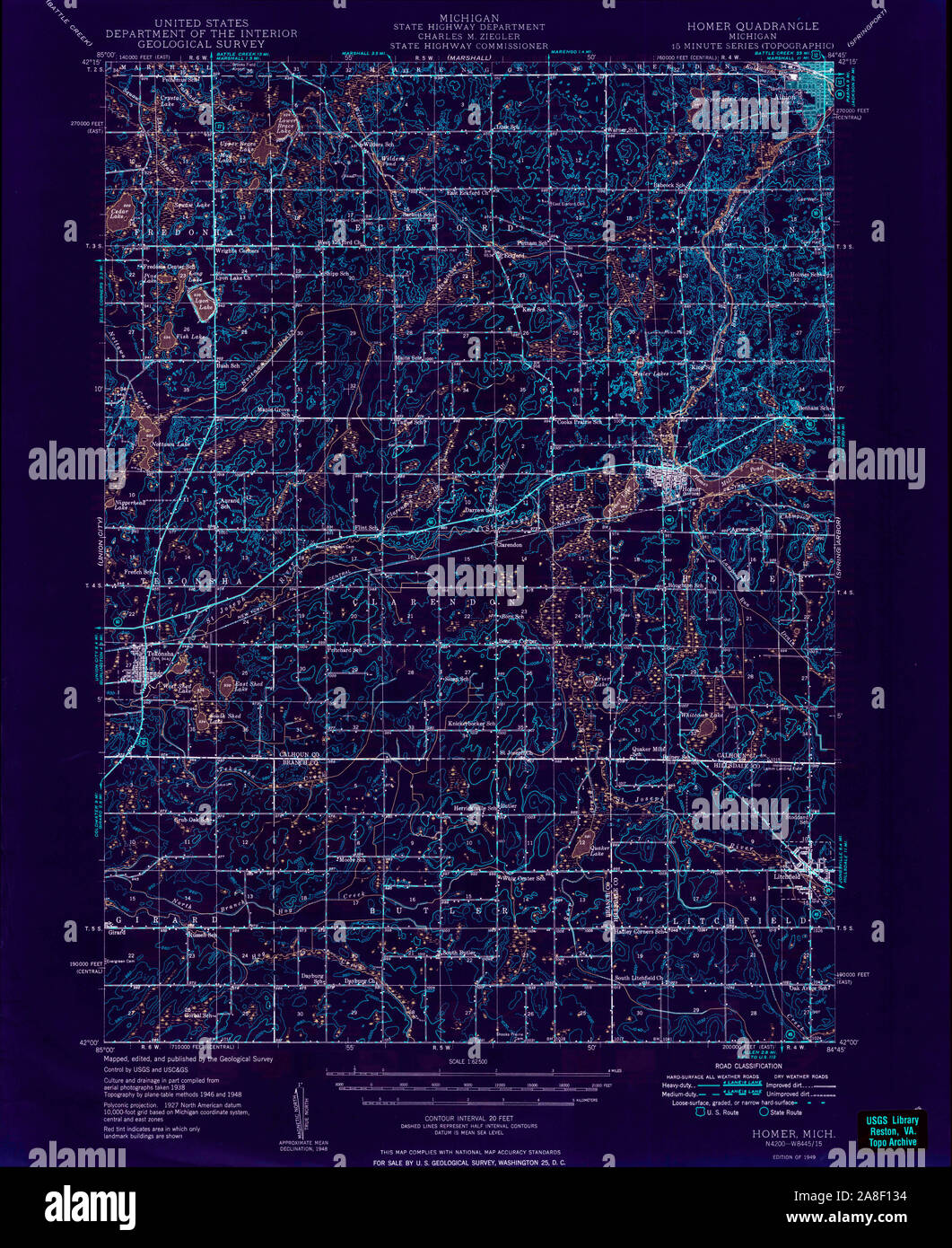 Homer michigan map hi-res stock photography and images - Alamy