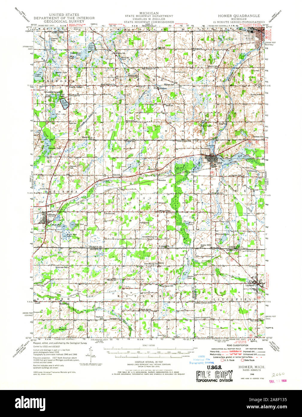 Homer michigan map hi-res stock photography and images - Alamy