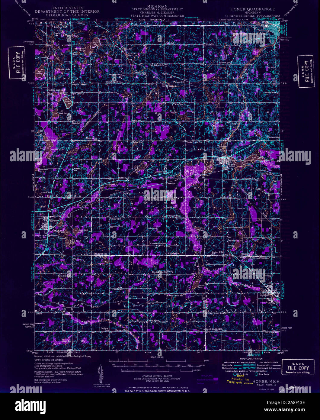 Homer michigan map hi-res stock photography and images - Alamy