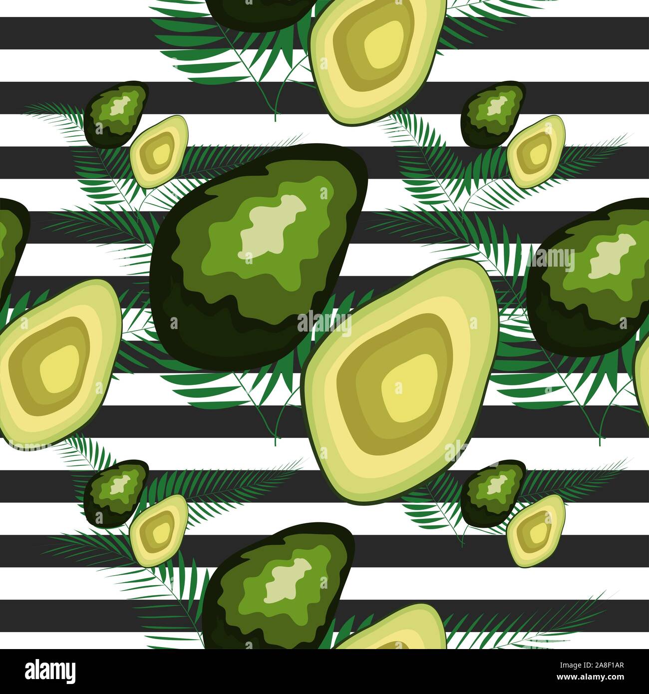 Seamless pattern with tiger stripes and tropical fruits and leaves ...