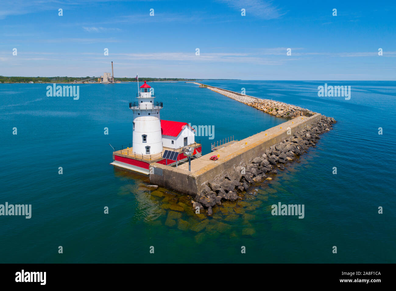 lighthouse and harbor located at Harbor Beach MICHIGAN Stock Photo - Alamy