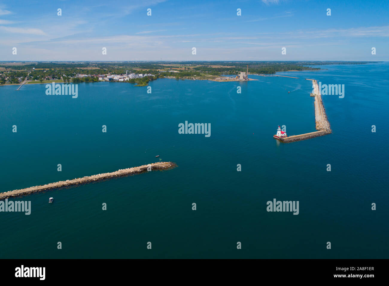 lighthouse and harbor located at Harbor Beach MICHIGAN Stock Photo - Alamy
