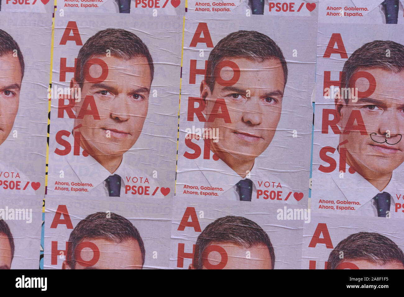 Posters of Spain's Prime Minister and Socialist Party (PSOE) leader ...