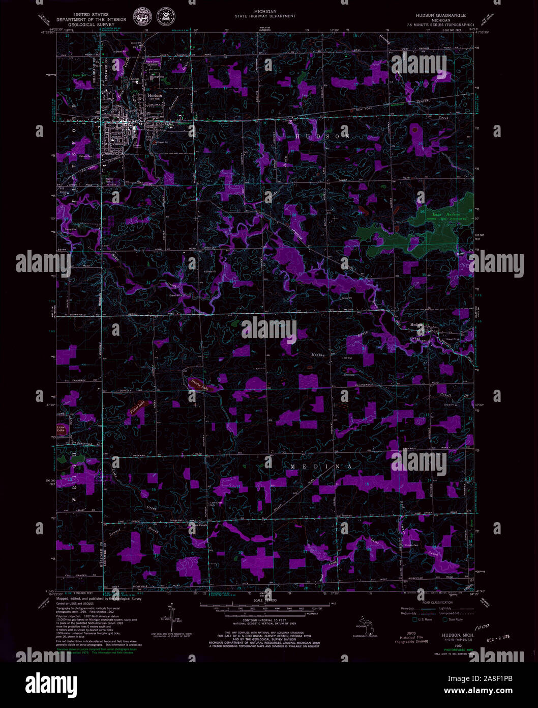 Hudson michigan map hi-res stock photography and images - Alamy