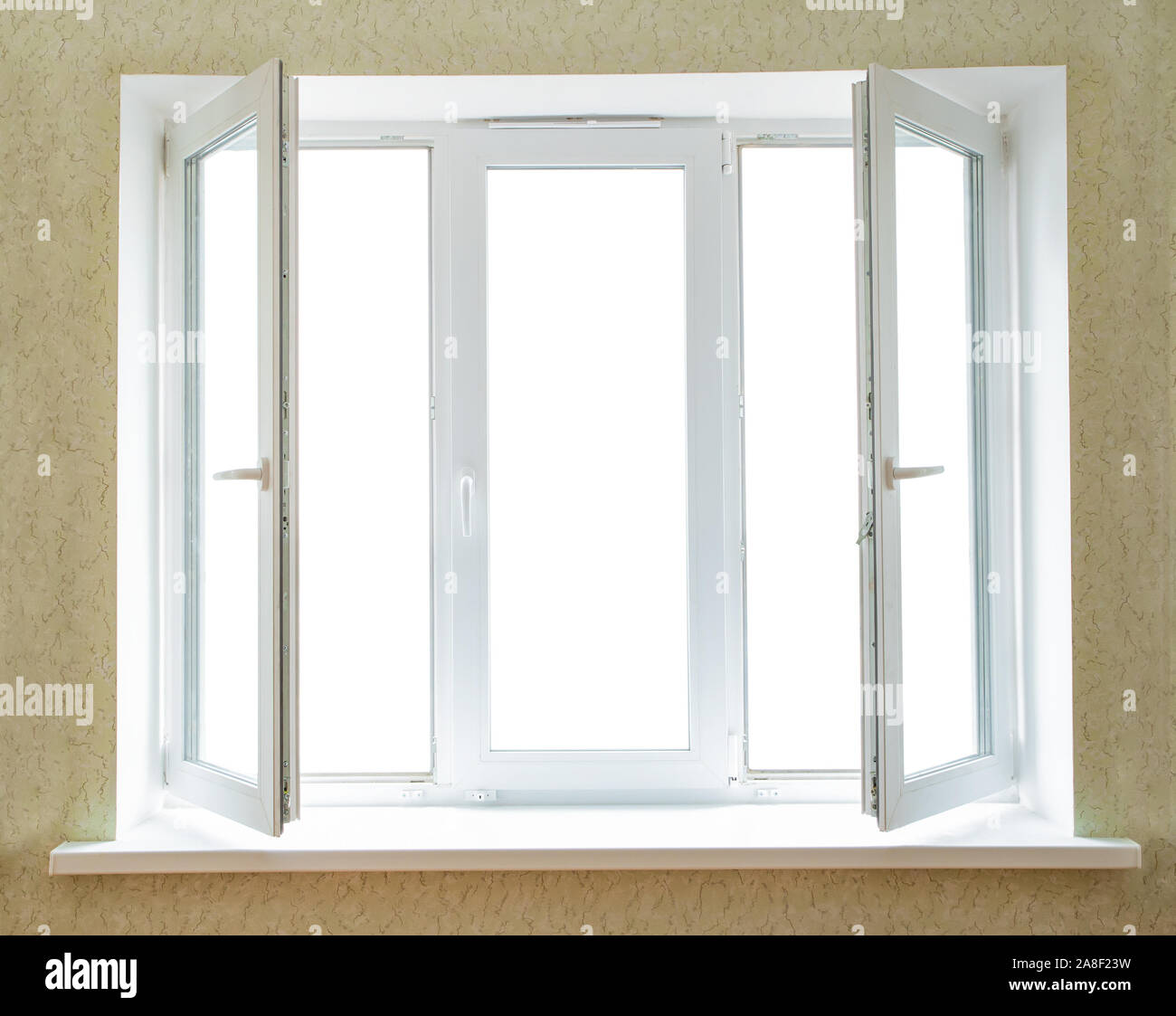 Modern PVC window frame isolated on white Stock Photo - Alamy