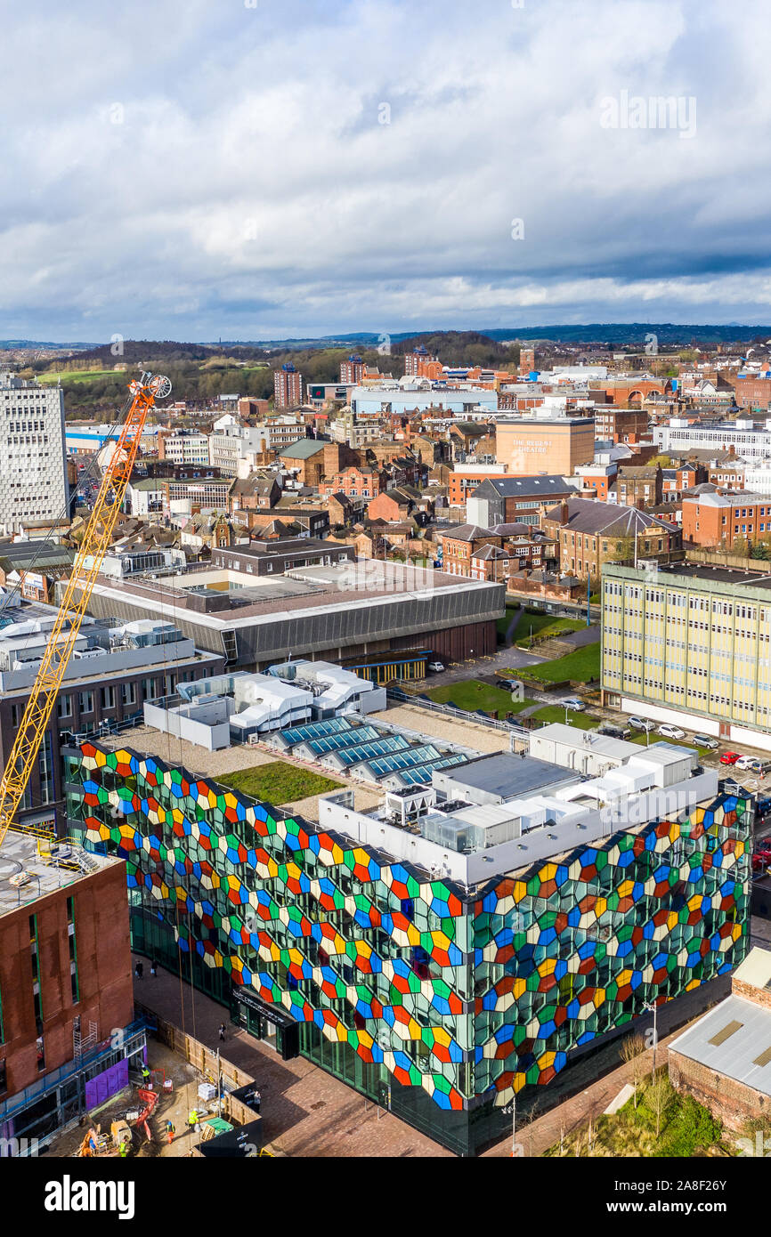 Aerial views, overhead views of the Hilton hotel build at the ...