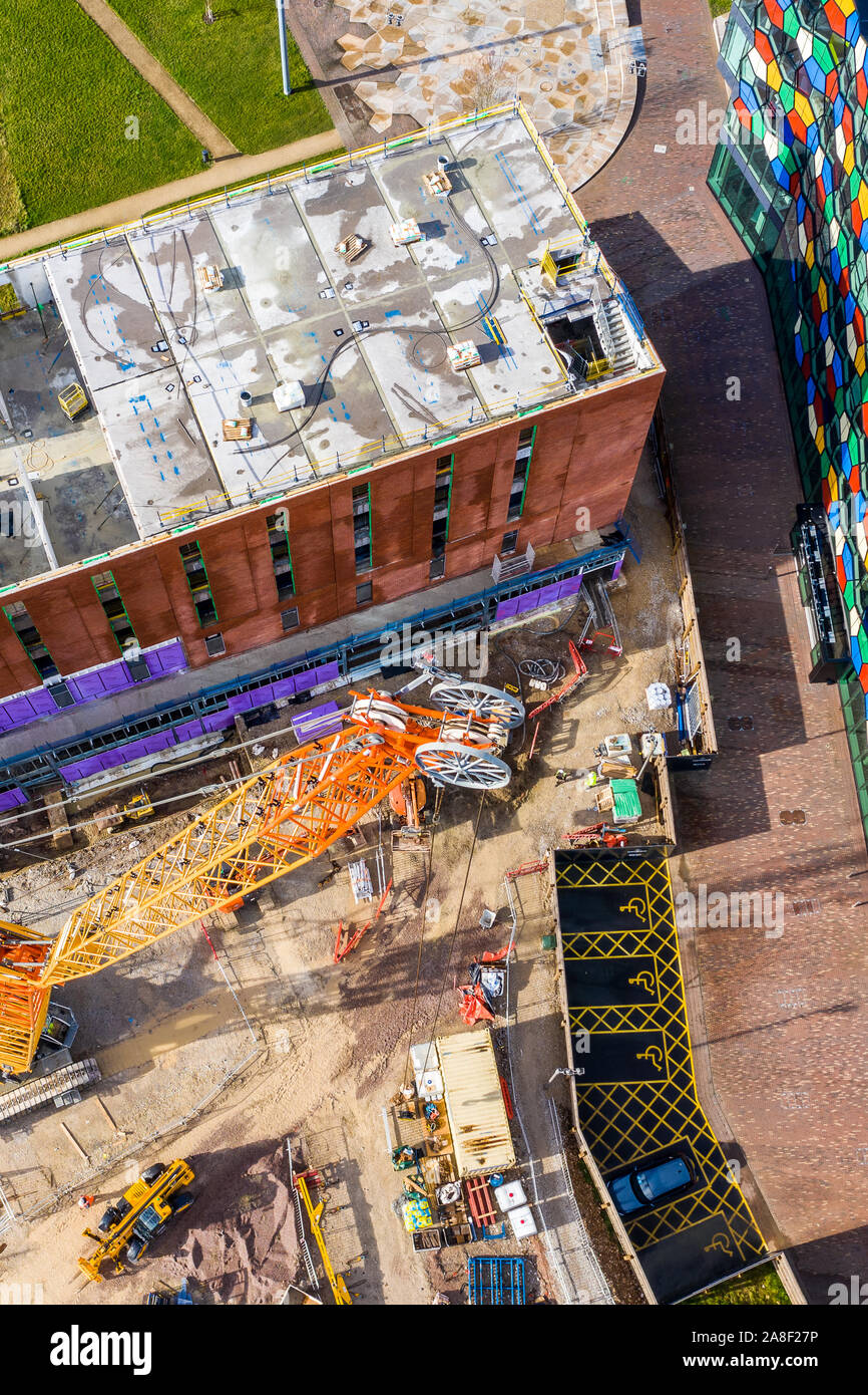 Aerial views, overhead views of the Hilton hotel build at the ...