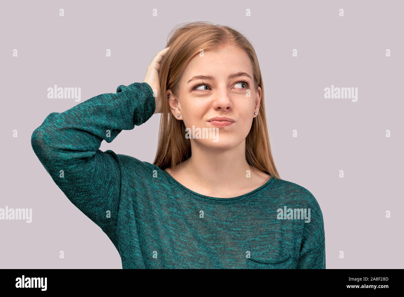 girl with ginger hair green eyes wearing sweater Stock Photo - Alamy