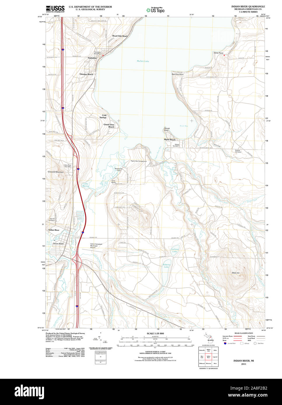 Indian river michigan map hi-res stock photography and images - Alamy