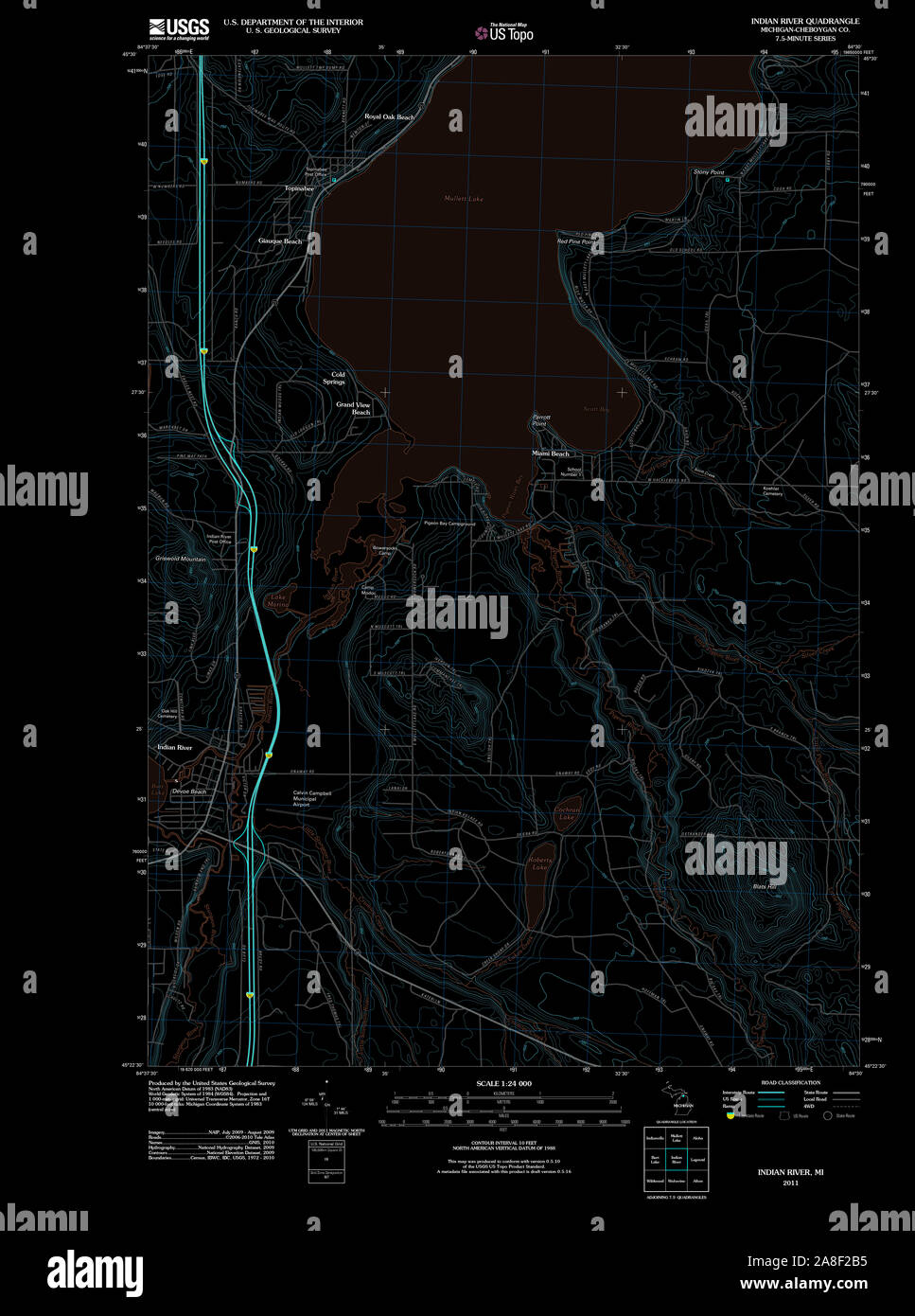 Indian river michigan map hi-res stock photography and images - Alamy