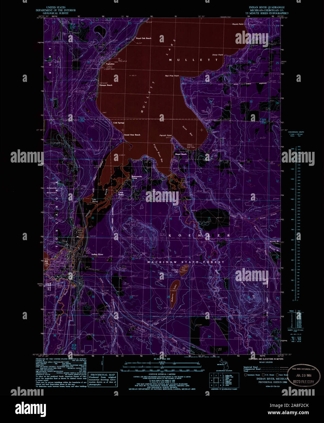 Indian river michigan map hi-res stock photography and images - Alamy