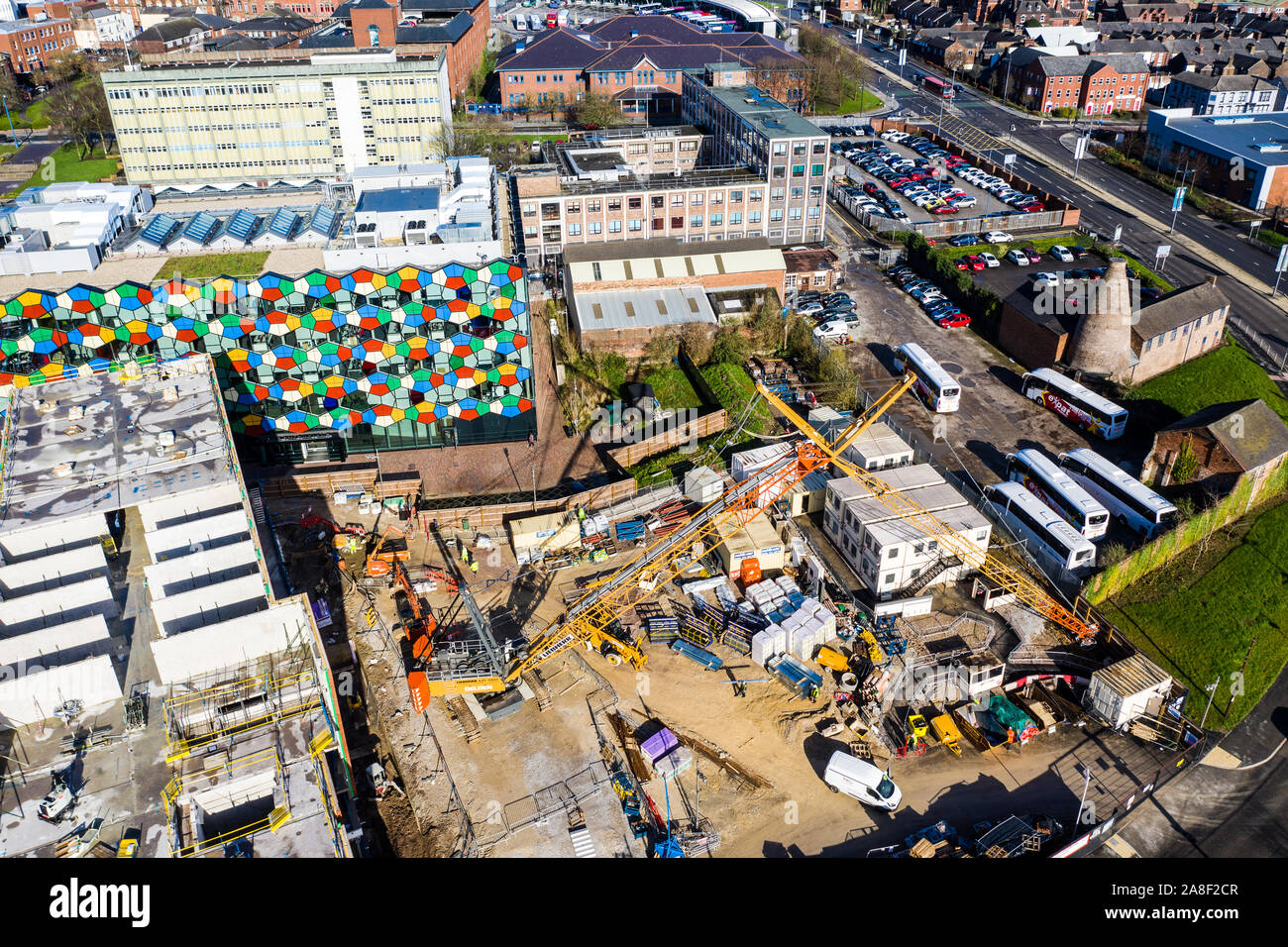 Aerial views, overhead views of the Hilton hotel build at the ...