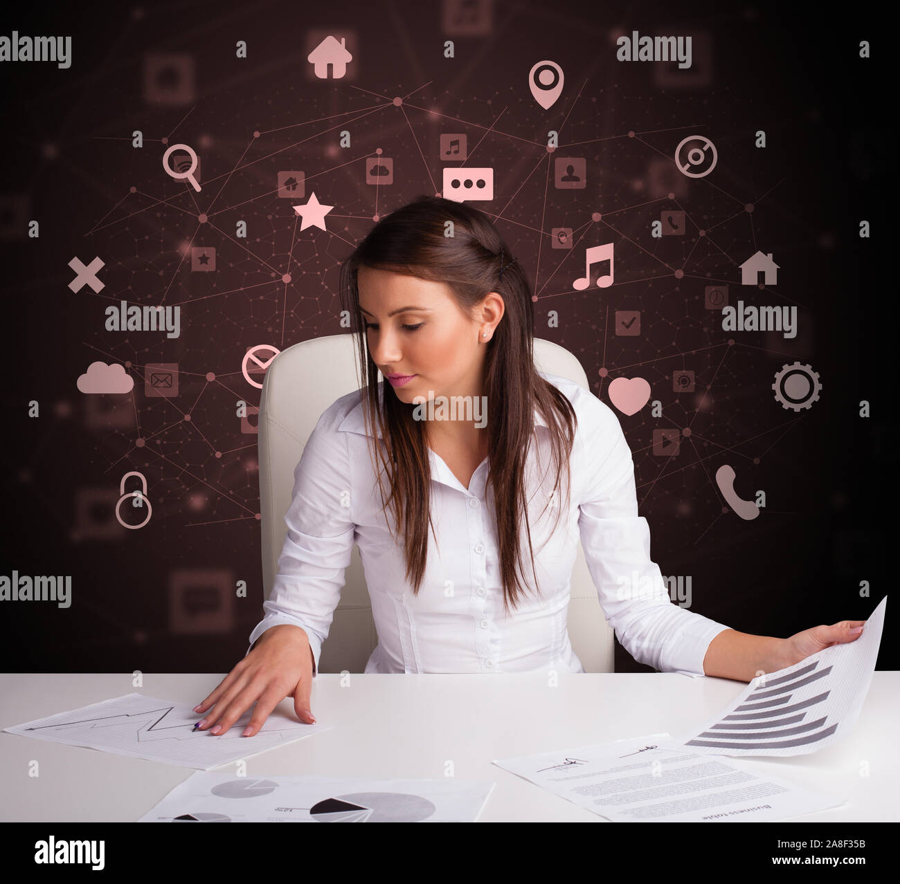 Secretary work with office and multitask concept Stock Photo - Alamy