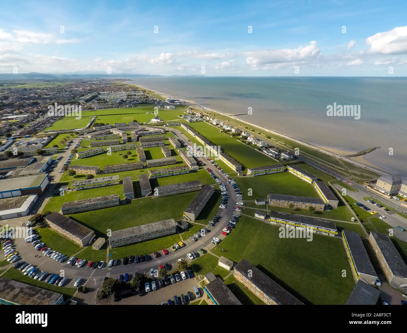 Aerial view, photo of the famous Welsh holiday destination Prestatyn ...
