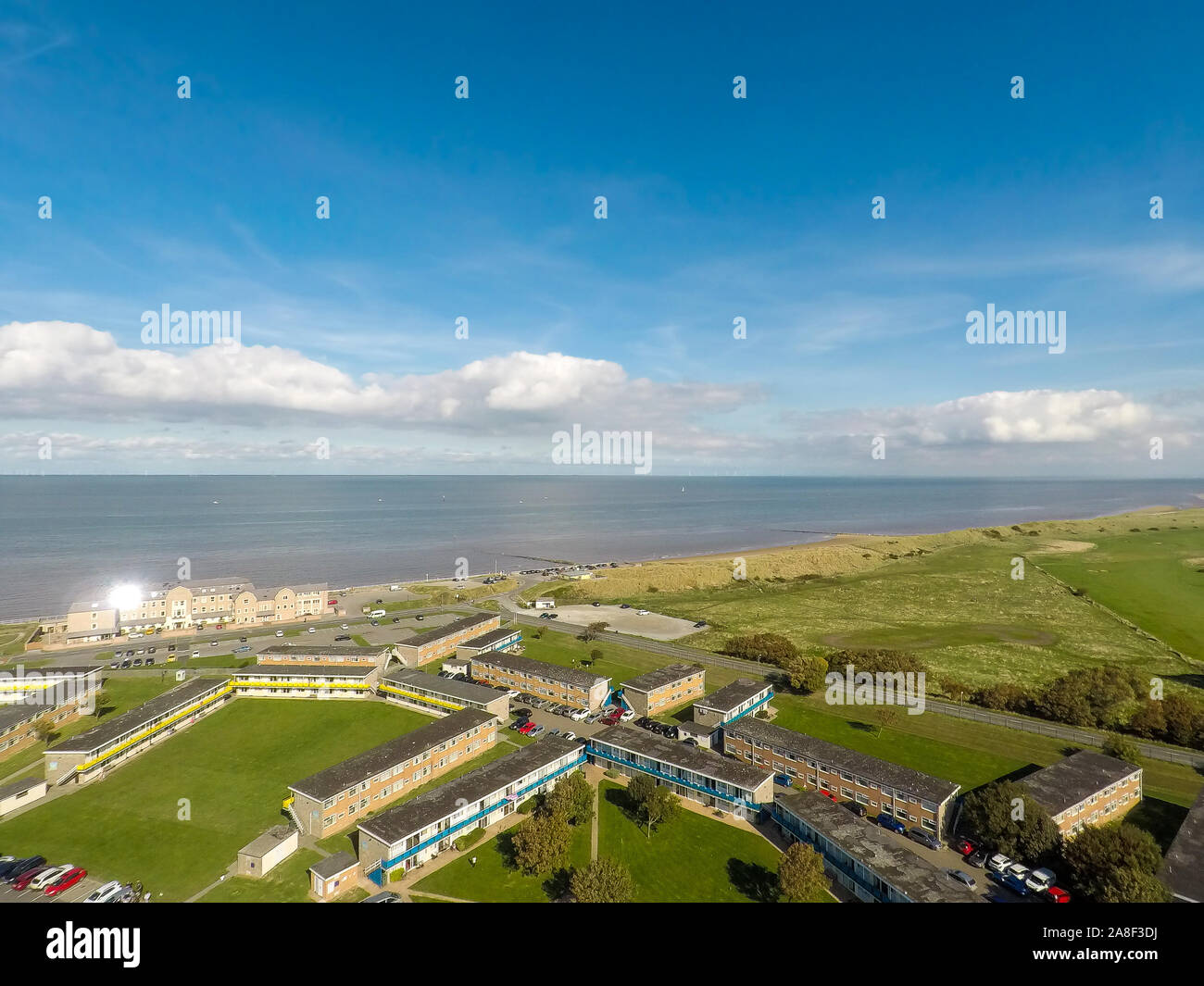 Aerial view, photo of the famous Welsh holiday destination Prestatyn ...