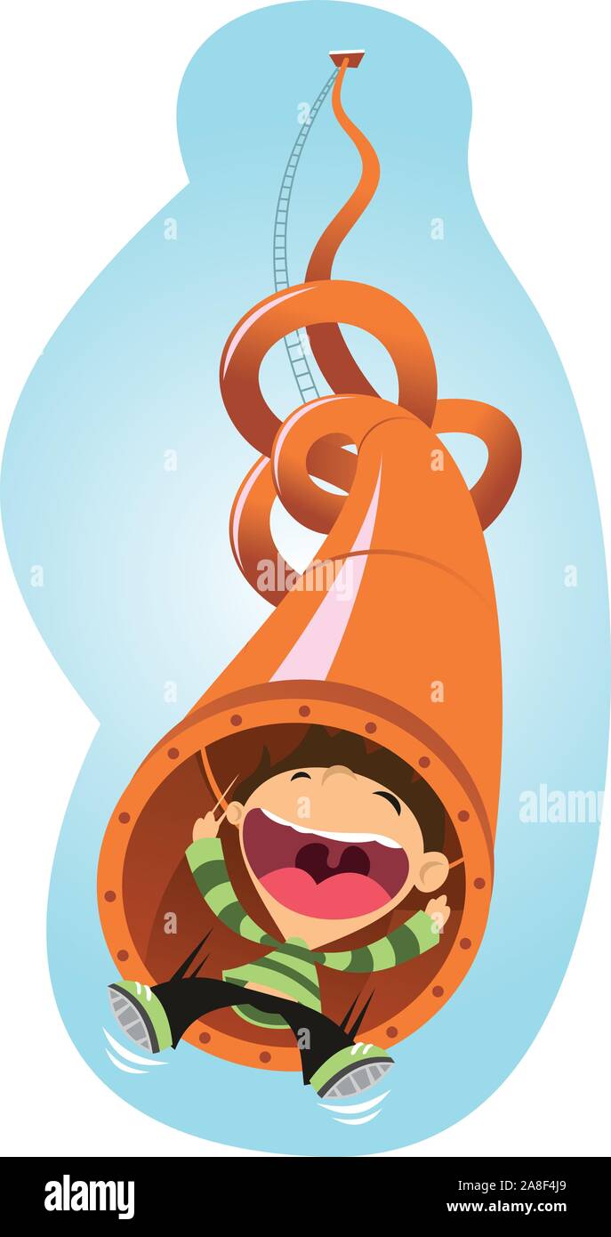 Super fun slide tube amusement park cartoon illustration Stock Vector ...