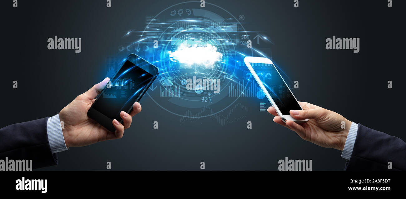 Two smart phones technology transfer hi-res stock photography and ...