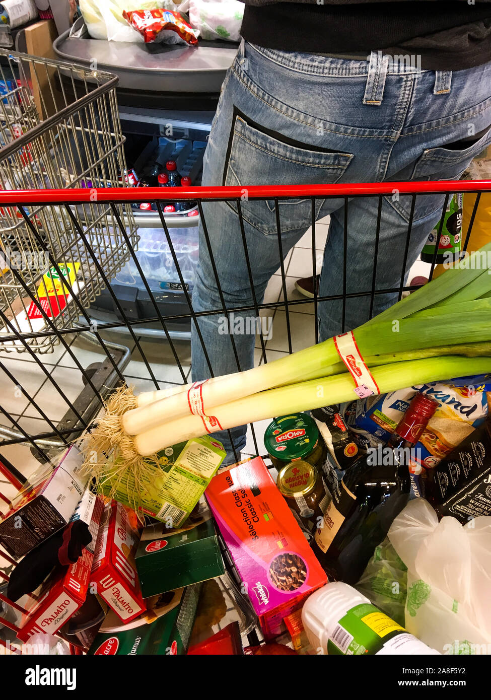 Trolley in a supermarket, Lyon, France Stock Photo - Alamy