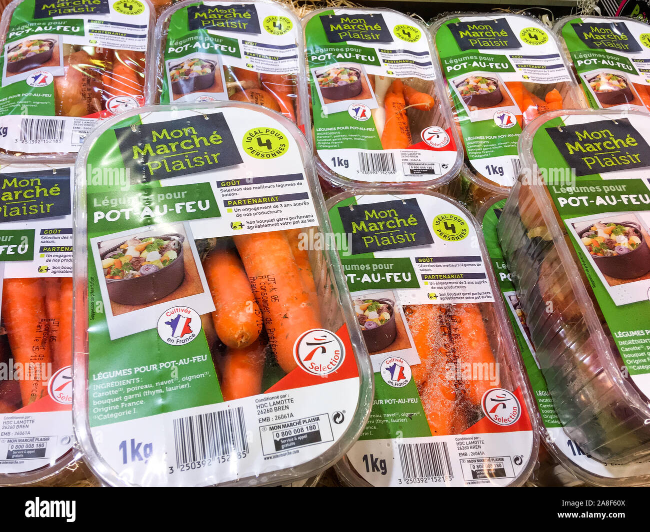 Ready to cook Stew vegetables under plastic package, Lyon, France Stock ...