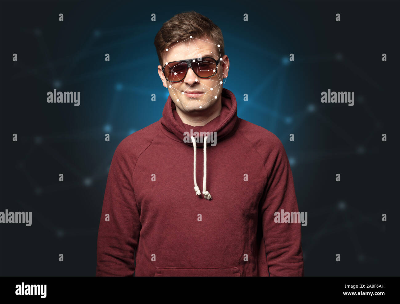 Face recognition with mesh. Cyber security concept Stock Photo - Alamy