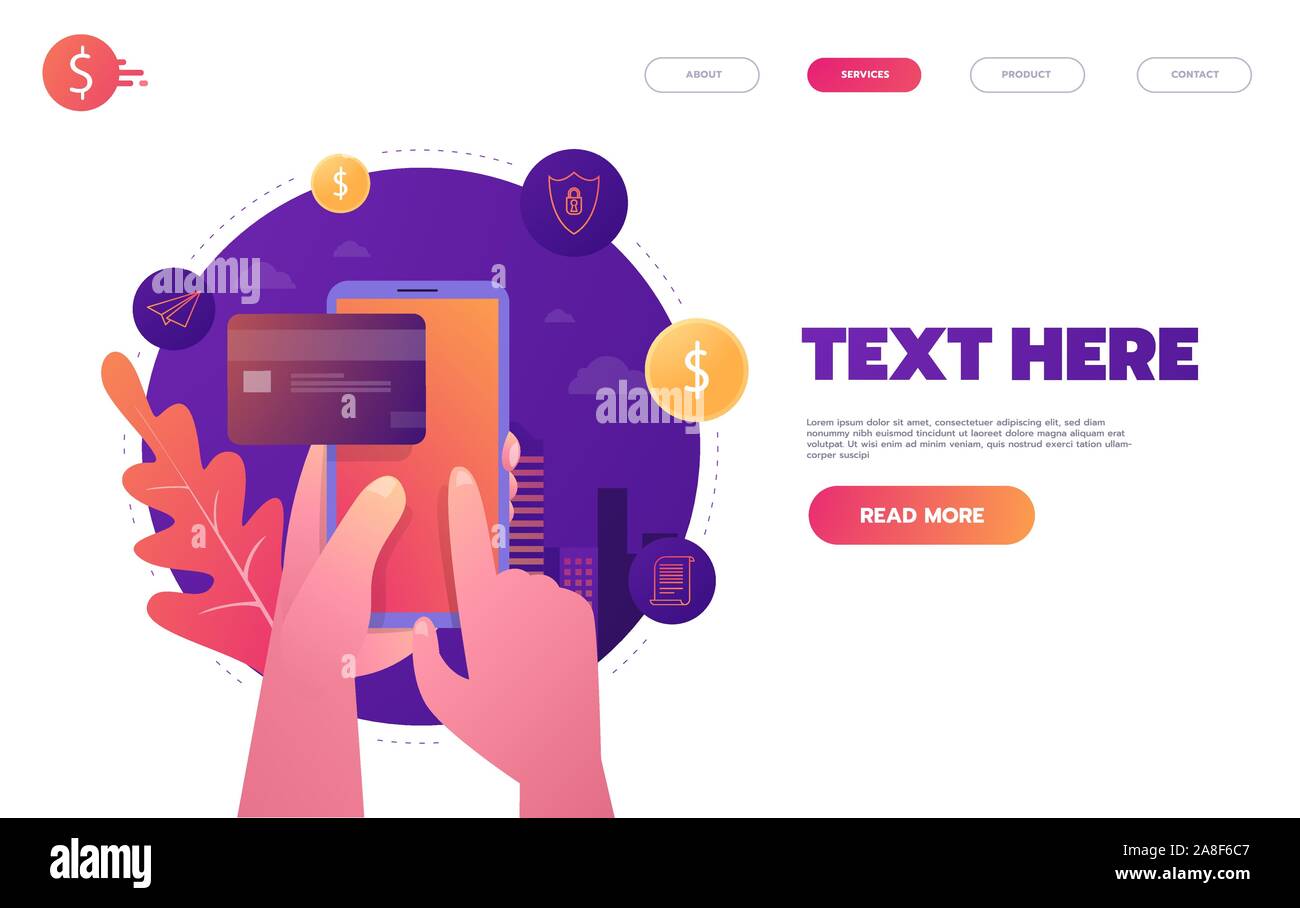 Online banking, mobile payment, pay per click, money transfer concept ...