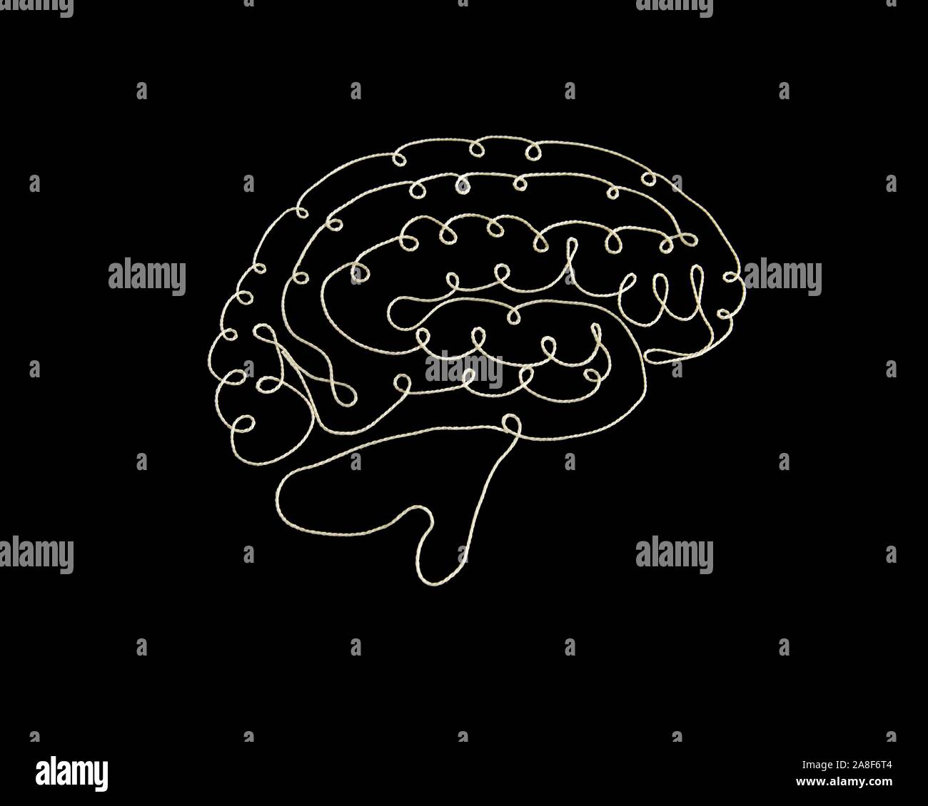 Human brain drawn with string Stock Photo - Alamy
