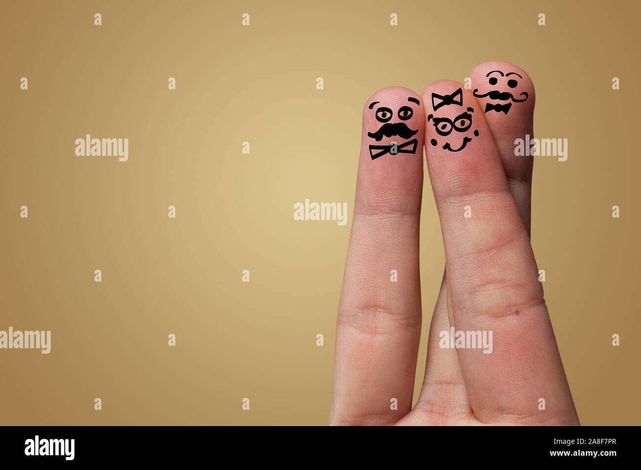 Elegant happy face fingers hugs each other Stock Photo - Alamy