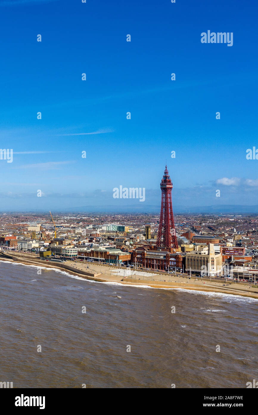 Aerial photography, drone view , of the famous Blackpool Tower and ...