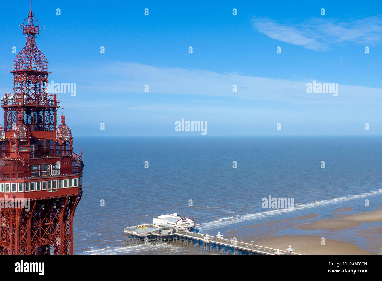 Aerial views of the Blackpool Tower at one of the UK's biggest seaside ...