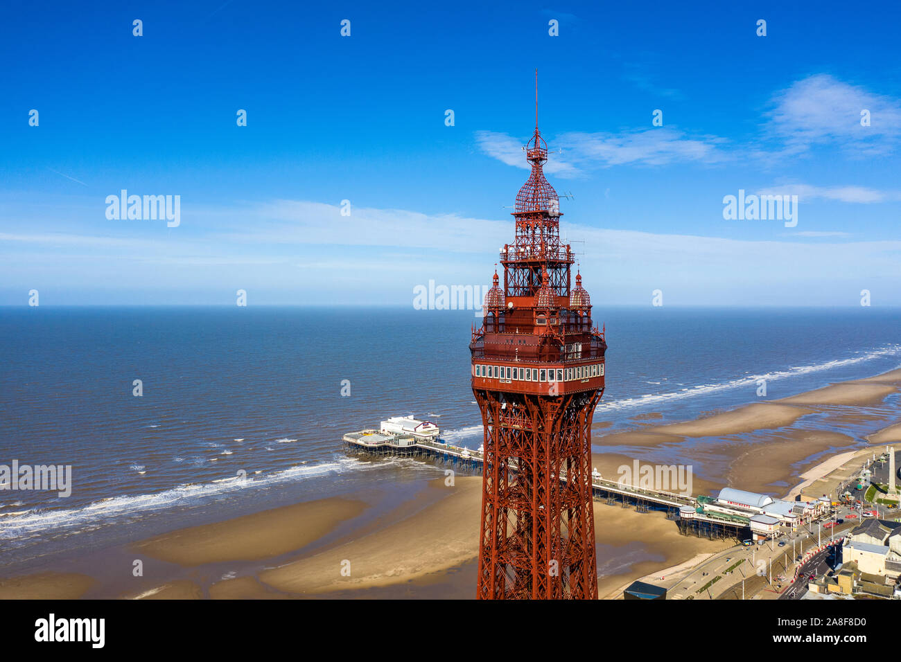 Aerial views of the Blackpool Tower at one of the UK's biggest seaside ...