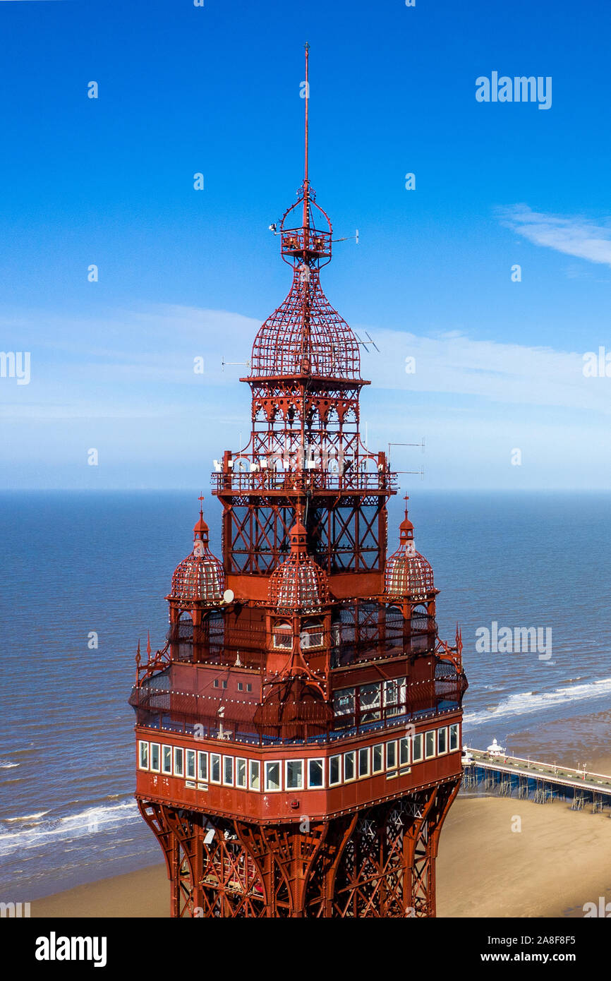 Aerial views of the Blackpool Tower at one of the UK's biggest seaside ...