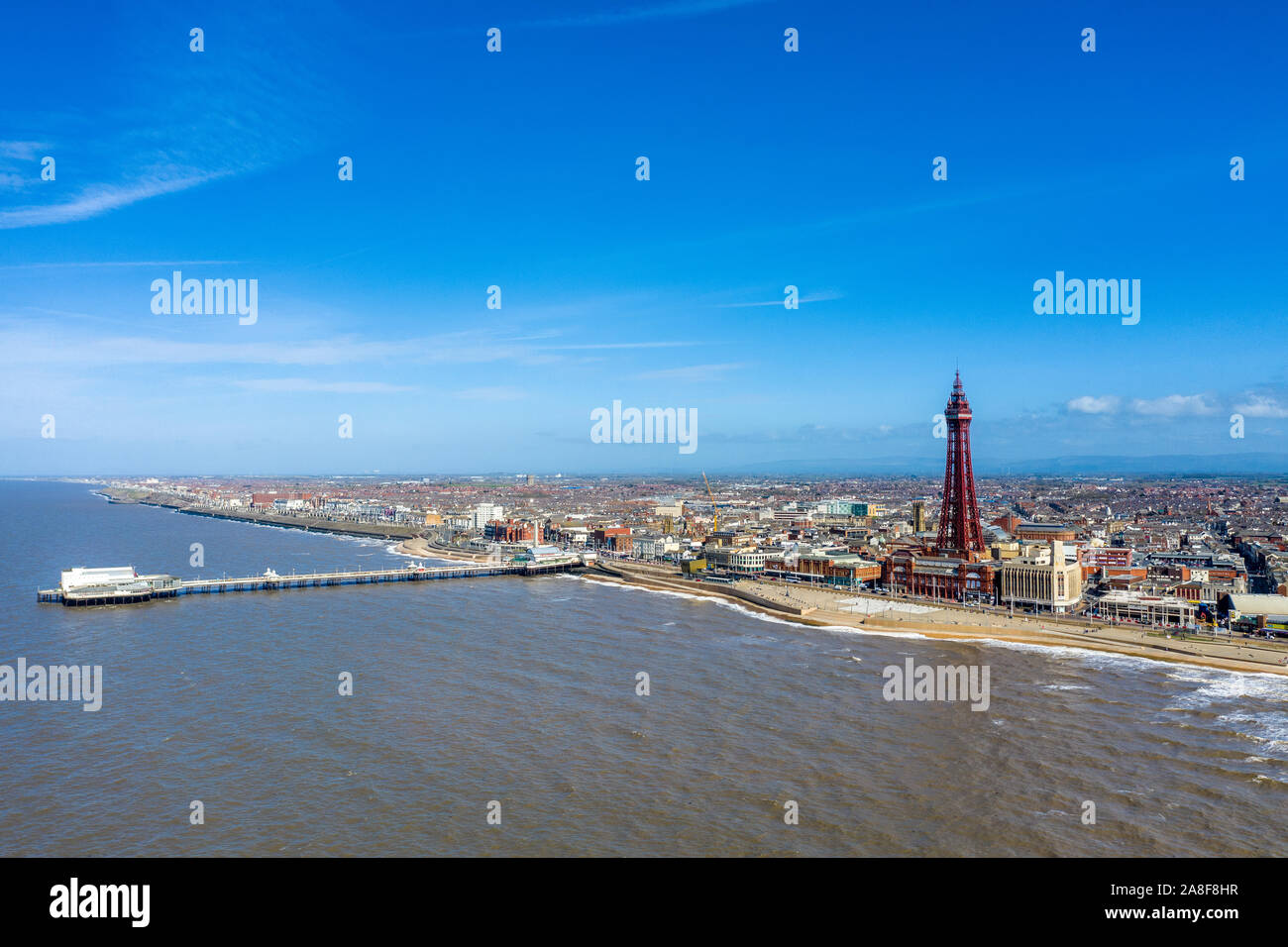 Aerial views of the Blackpool Tower at one of the UK's biggest seaside ...
