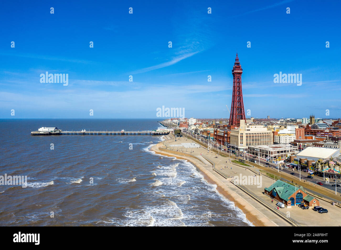 Aerial views of the Blackpool Tower at one of the UK's biggest seaside ...