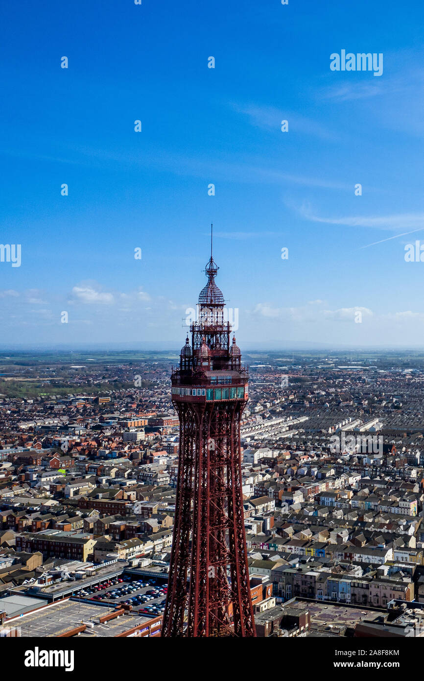 Aerial views of the Blackpool Tower at one of the UK's biggest seaside ...