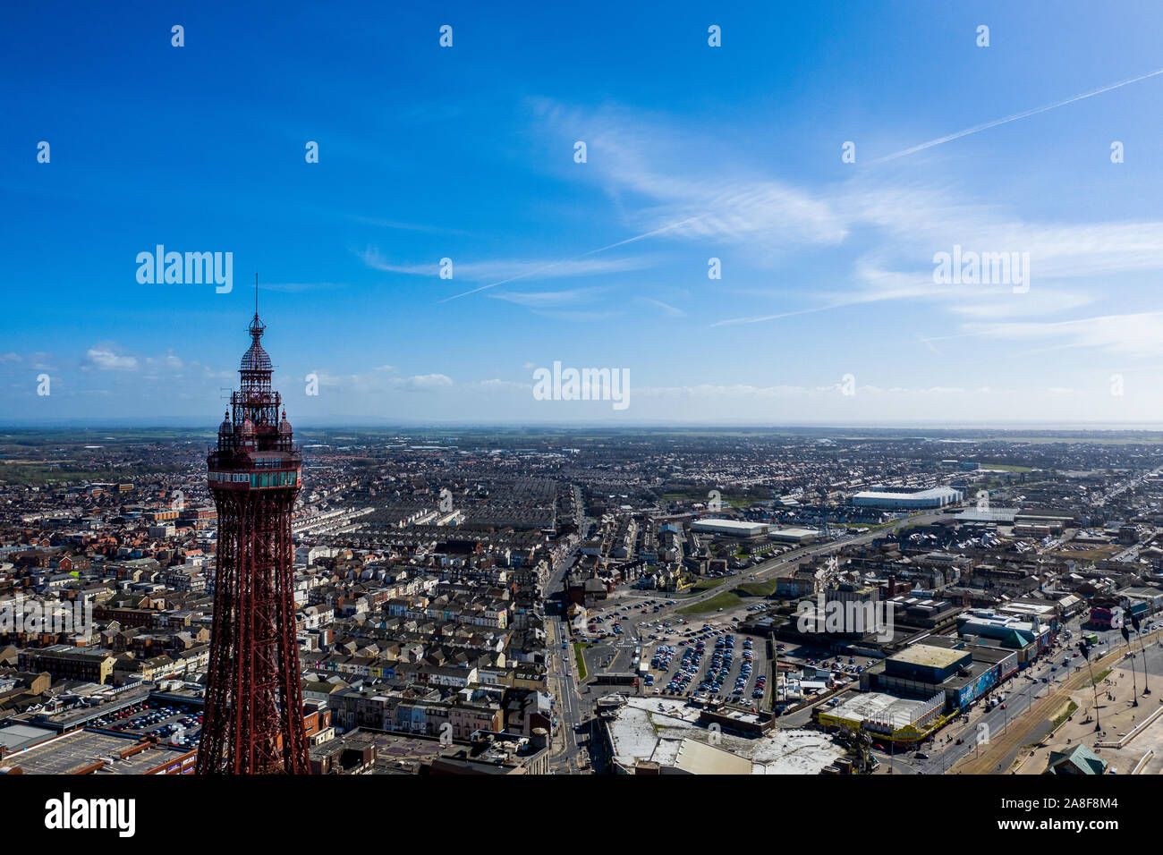 Aerial views of the Blackpool Tower at one of the UK's biggest seaside ...