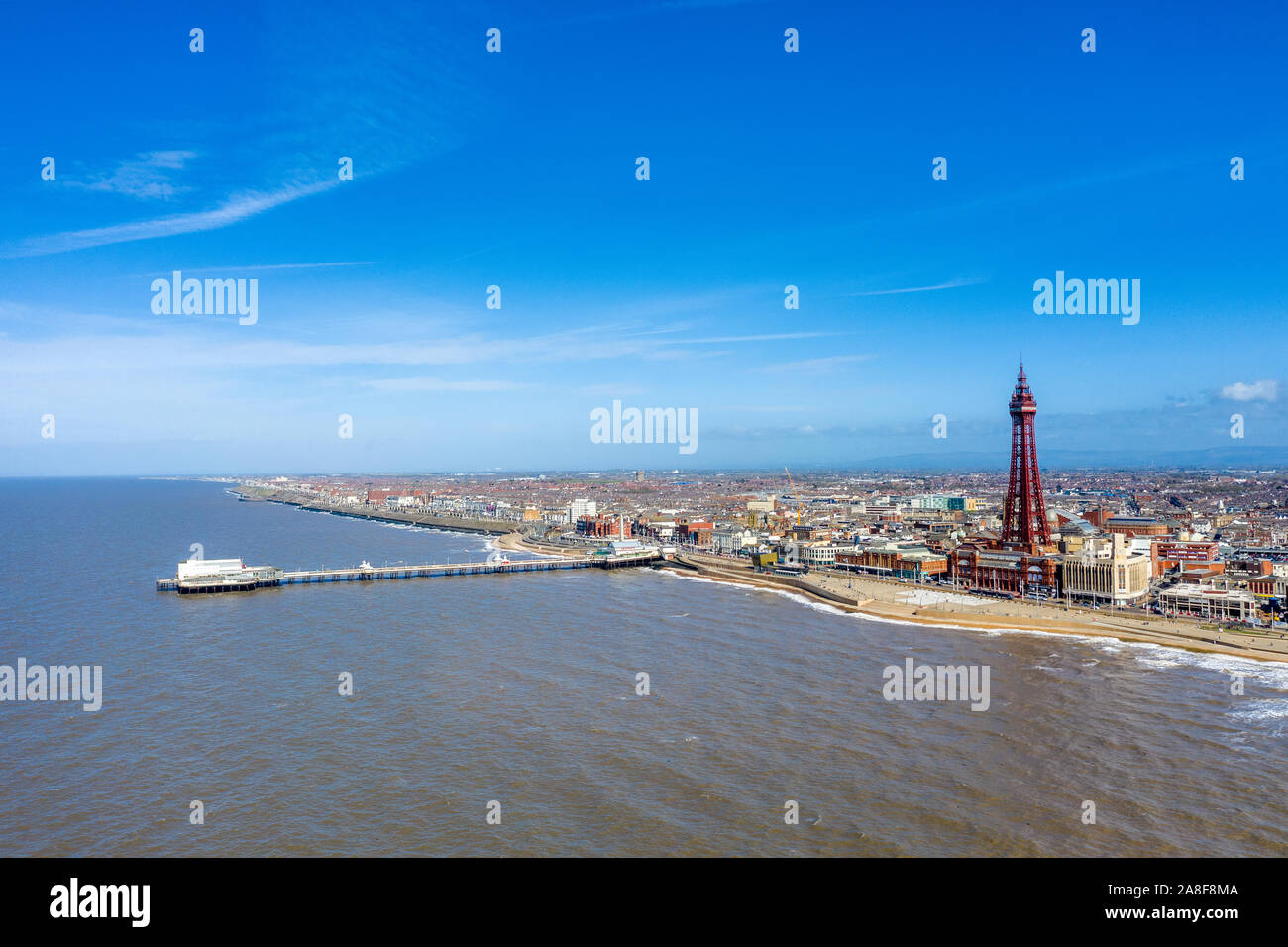 Aerial views of the Blackpool Tower at one of the UK's biggest seaside ...
