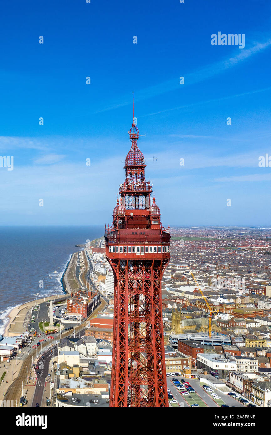 Aerial views of the Blackpool Tower at one of the UK's biggest seaside ...