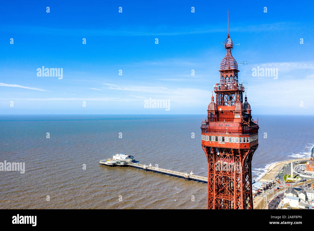 Aerial views of the Blackpool Tower at one of the UK's biggest seaside ...