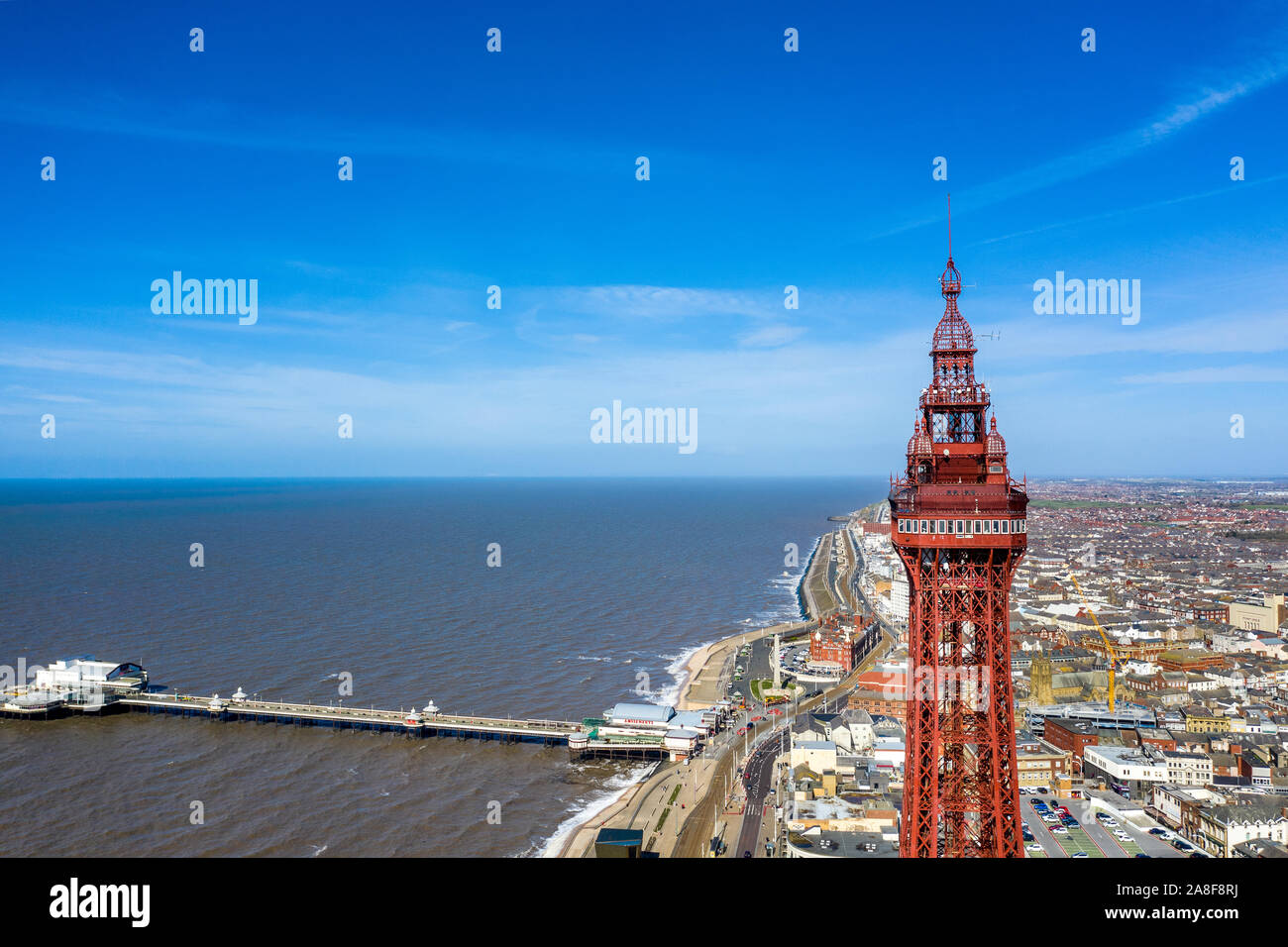 Aerial views of the Blackpool Tower at one of the UK's biggest seaside ...
