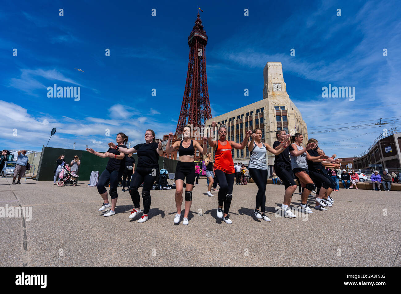 Dancers practice in front of the famous Blackpool Tower, ready for ...