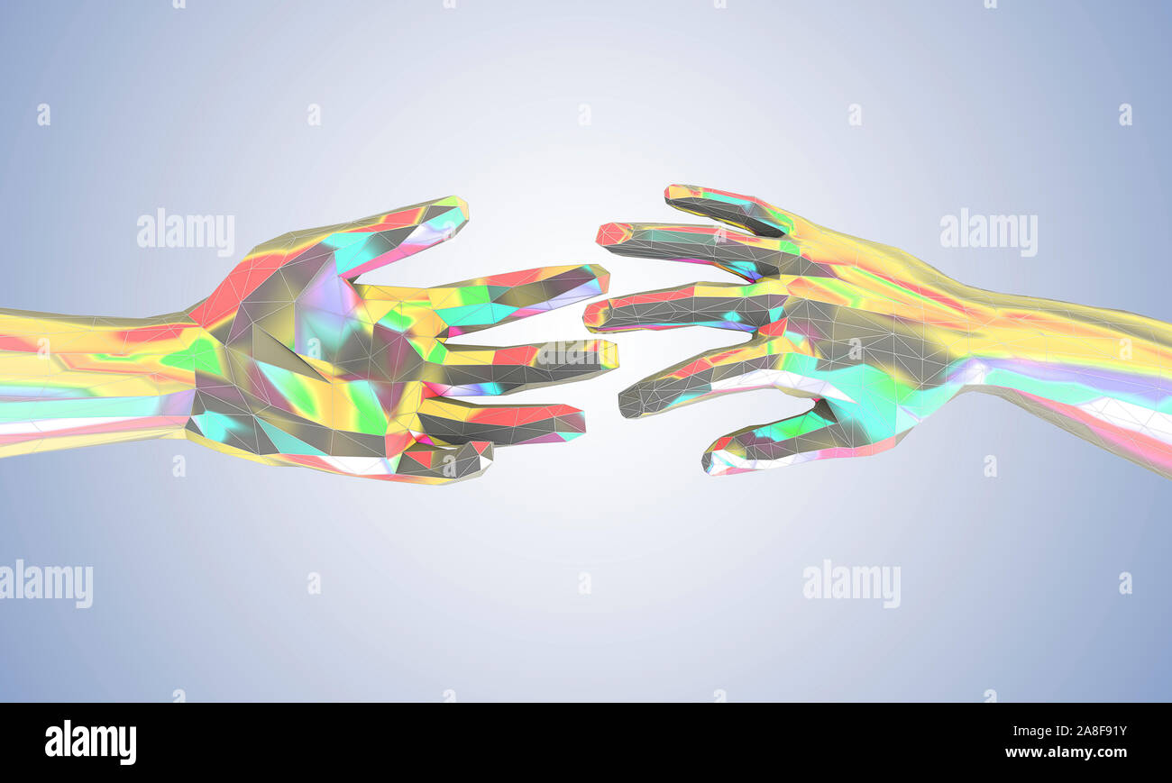 Outstretched hands, illustration Stock Photo - Alamy