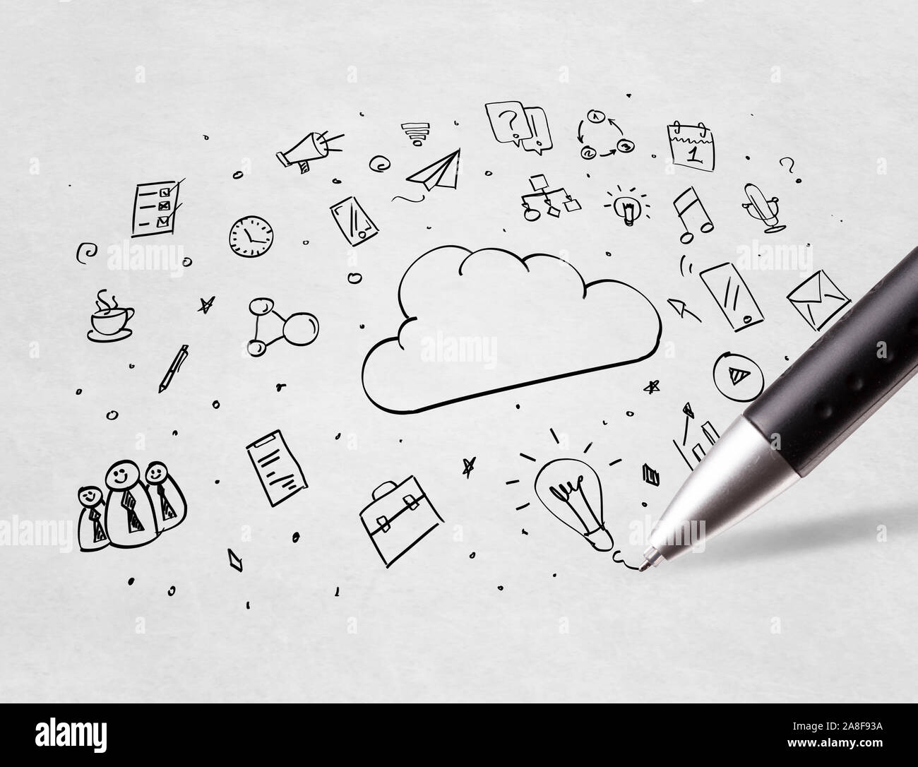 Pencil drawing online task management concept Stock Photo - Alamy