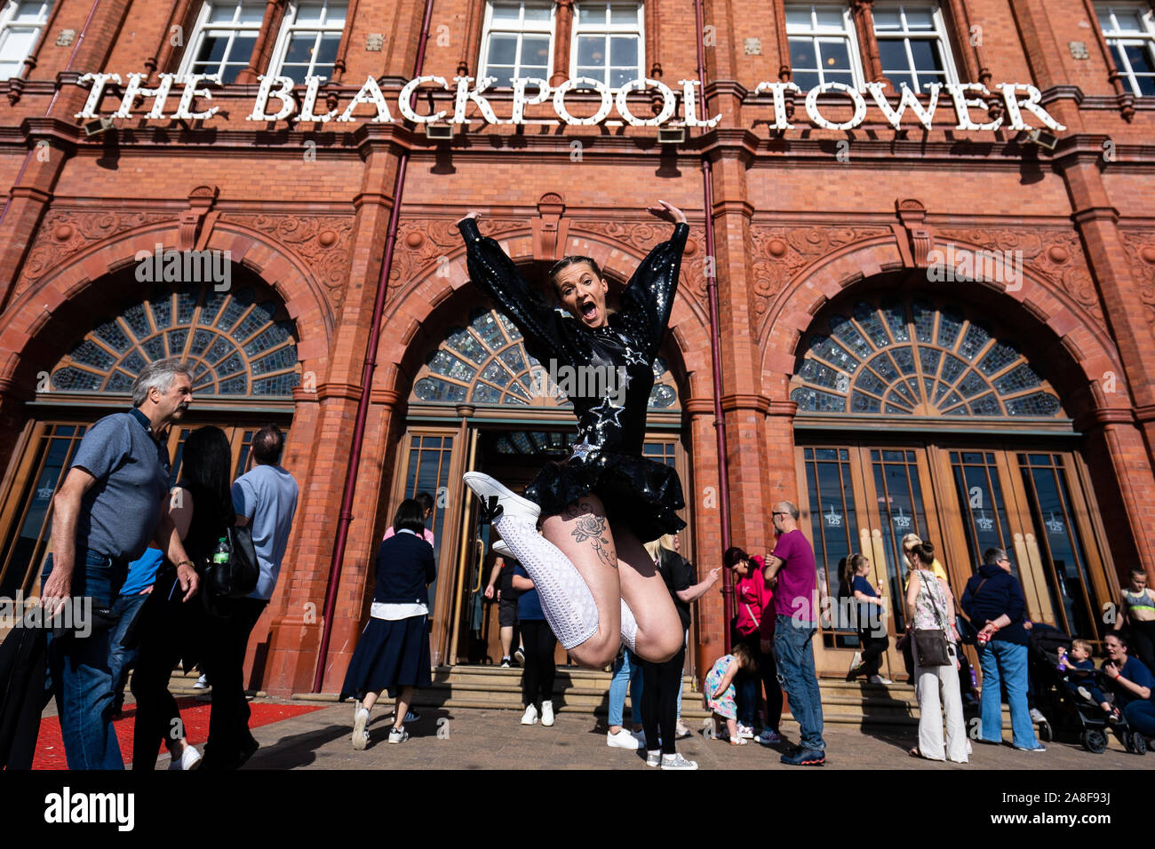 Dancers practice in front of the famous Blackpool Tower, ready for ...